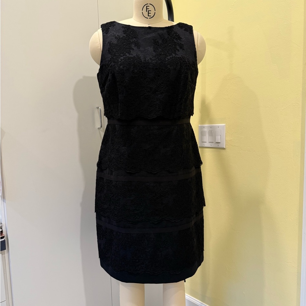 Talbots Black Sheath Lace Tiered Dress - Gem
